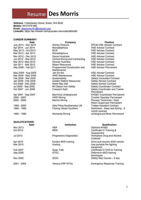 Des Morris presentations