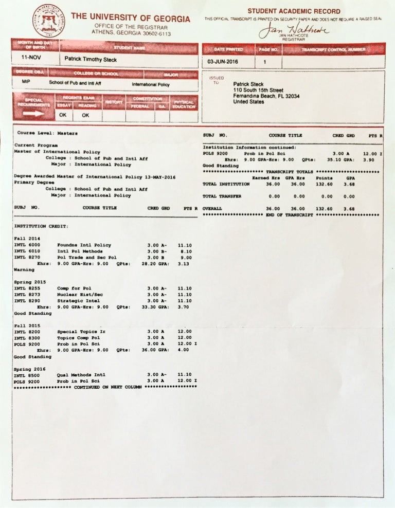 UGA Final Transcript