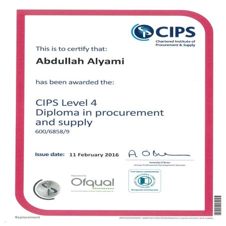 CIPS Diploma Certificate | PDF