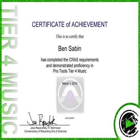 Pro Tools Tier 4 Music Certification | PDF