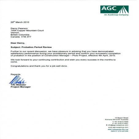 AGC - Probationary Pass Letter | PDF