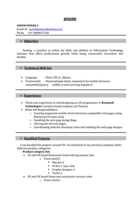Resume | RTF | Web Development | Internet