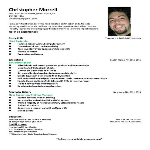 Chris Resume 2016 | DOCX
