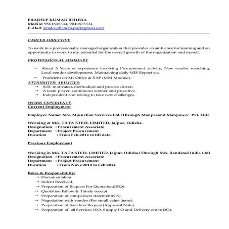 Pradeep Behera CV | DOCX