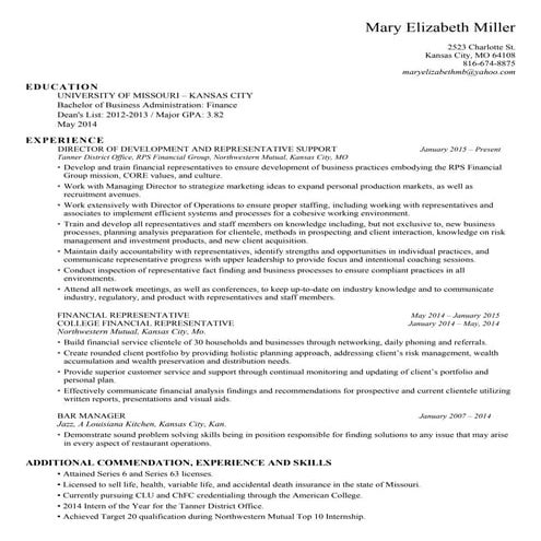 Mary Elizabeth Miller - Resume (2) (1) | PDF | Business Administration ...