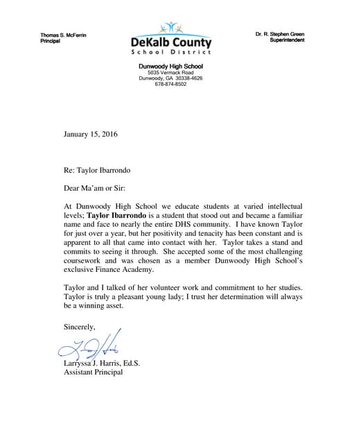 Letter of Recommendation DHS | PDF