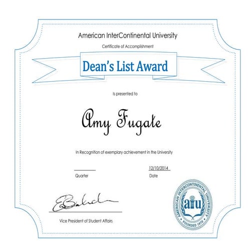 Dean's List Certificate | PPT