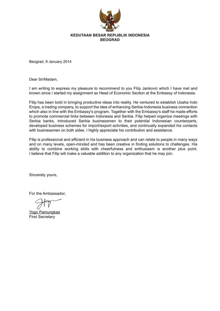 Reference Embassy of the Republic of Indonesia