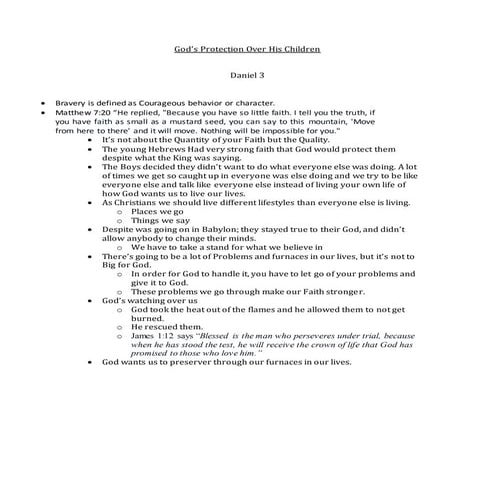 God's Protection over his children | DOCX