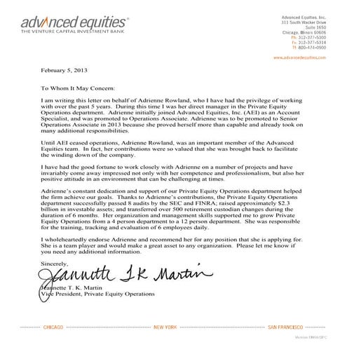 Letter of Recommendation -Mrs. J. Martin | PDF