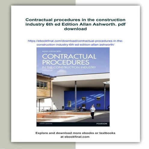 Contractual procedures in the construction industry 6th ed Edition ...