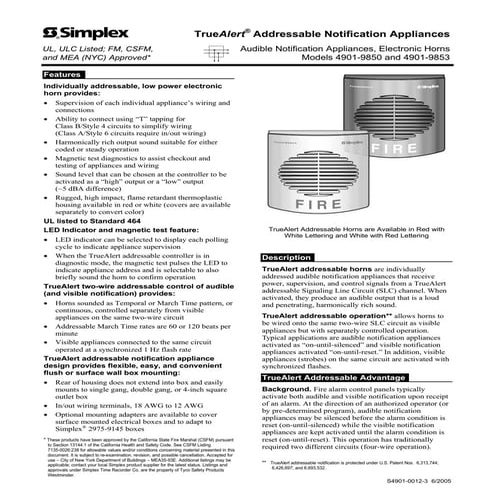 4901-0012 - Addressable Horn - 4901-9850, 9853.pdf