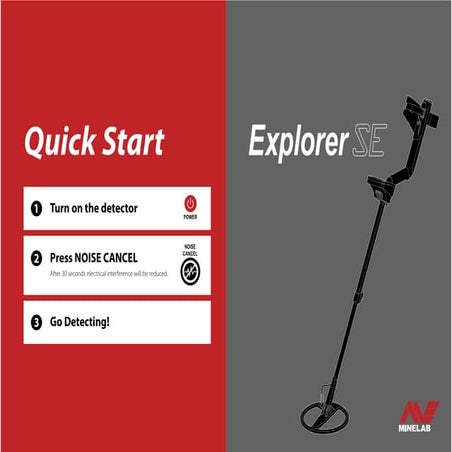 Instruction Manual, Quick Start Guide, Minelab Explorer SE Metal Detector English Language ...