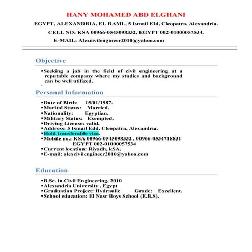 Mechanical engineer Ahmed Hamdy Awad c.v | PDF