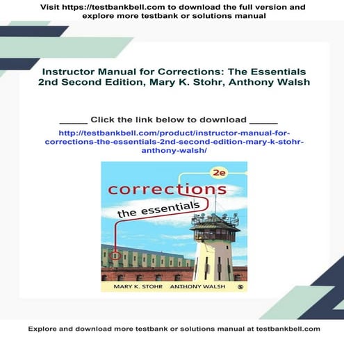 Instructor Manual for Corrections: The Essentials 2nd Second Edition ...