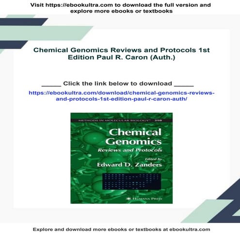 Chemical Genomics Reviews and Protocols 1st Edition Paul R. Caron (Auth ...