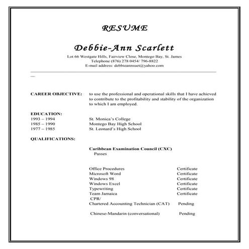 DEBBIE+RESUME (1) | PDF