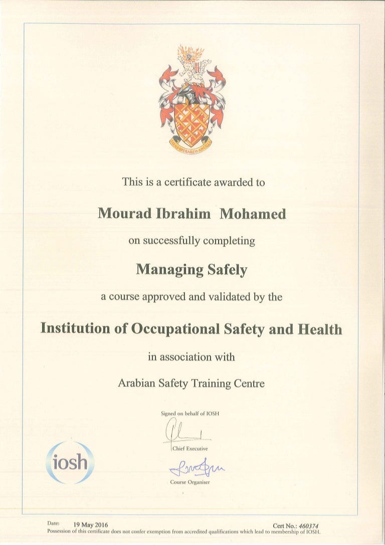 IOSH Certificate