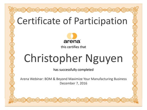 ARENA CERTIFICATE | PPT