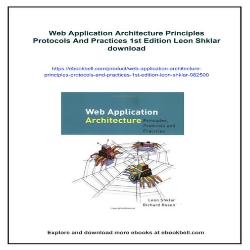 Web Application Architecture Principles Protocols And Practices 1st Edition Leon Shklar | PDF