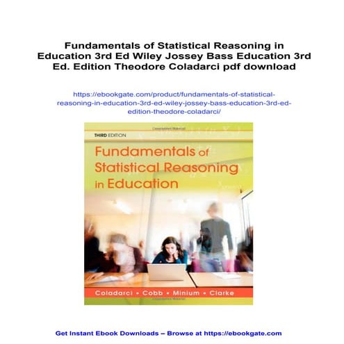 Fundamentals of Statistical Reasoning in Education 3rd Ed Wiley Jossey Bass Education 3rd Ed ...