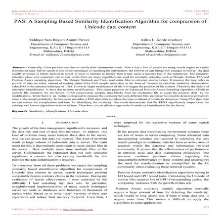 Pas A Sampling Based Similarity Identification Algorithm For Compression Of Unicode Data 9174