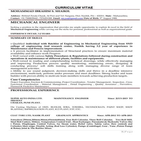 MECHANICAL ENGINEER updated | PDF