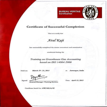 Certificate - GHG Training | PDF