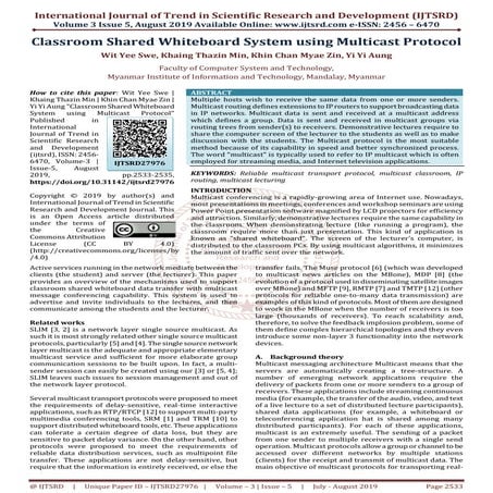 Classroom Shared Whiteboard System using Multicast Protocol | PDF