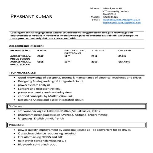 Prashant kumar cv for electrical company - - Copy | PDF