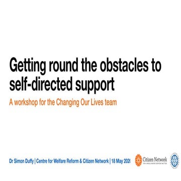 Progress on Self-Directed Support in Difficult Times | PPT