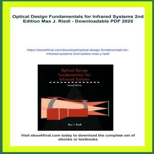 Optical Design Fundamentals for Infrared Systems 2nd Edition Max J ...