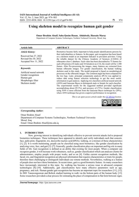 Using Skeleton Model To Recognize Human Gait Gender Pdf