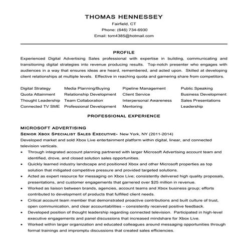 Tom Hennessey Resume | DOC