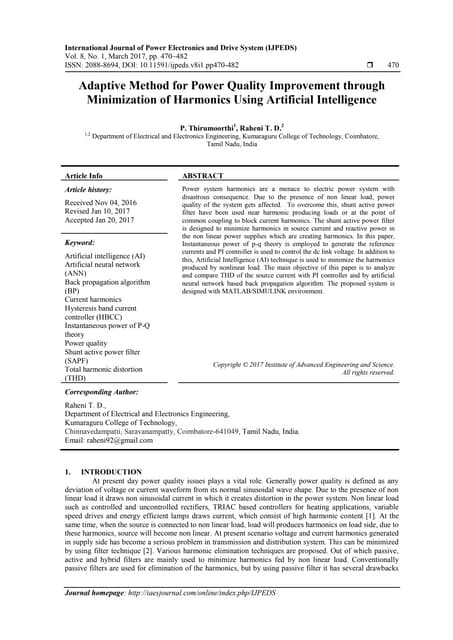 Power Quality Improvement using Shunt Active Power Filter | PDF