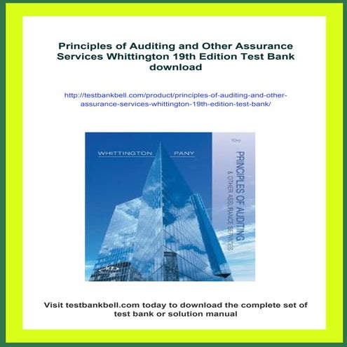 Principles of Auditing and Other Assurance Services Whittington 19th ...