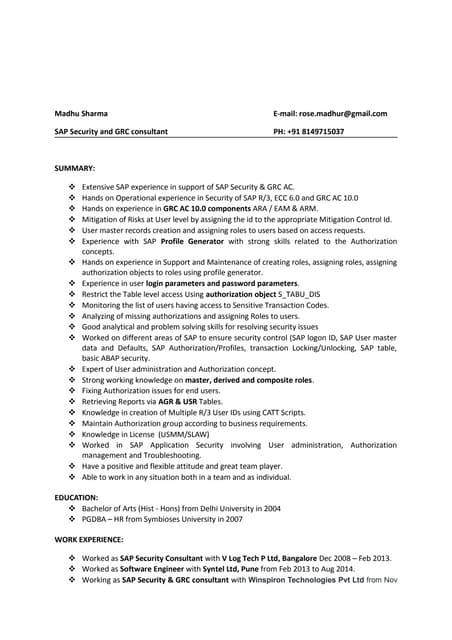 Sap Mm Authorization Matrix And User Roles Pdf