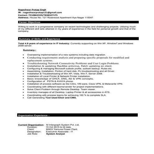 Manoj Kanwal Resume | DOC