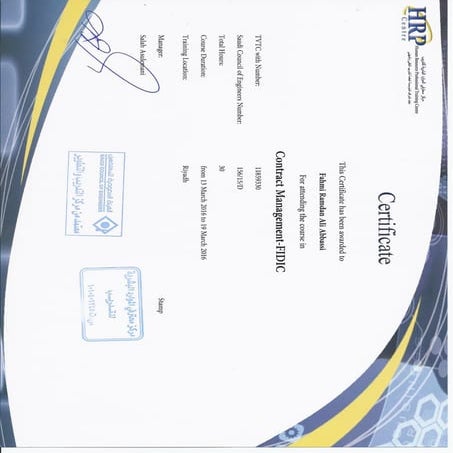Contract Management Certificate - FIDIC | PDF