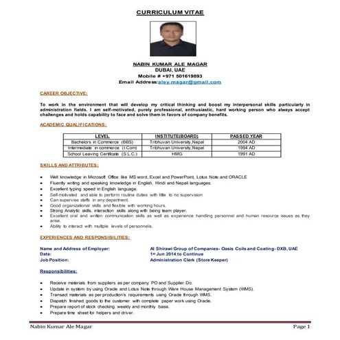Nabin Kumar Ale Magar - CV | DOCX