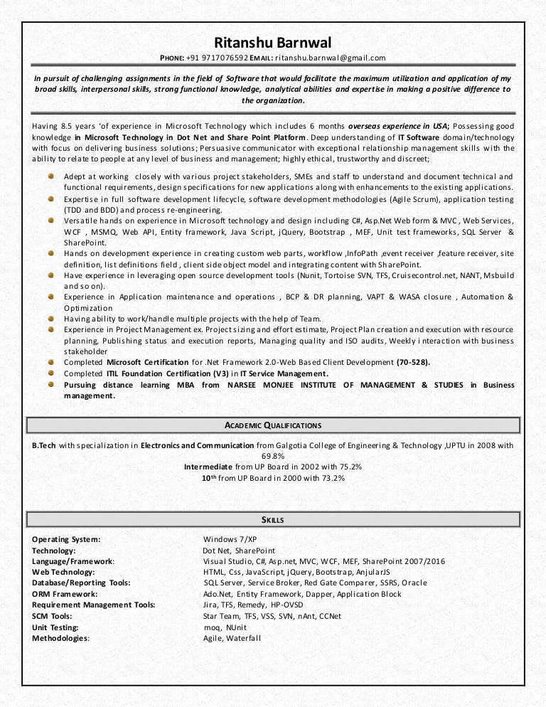 Microsoft Technical Lead Resume 1 Microsoft Technical Lead Resume 1