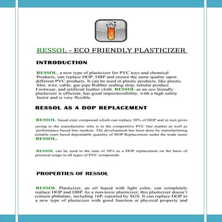 RESSOL ECO FRIENDLY PLASTICIZER NEW | DOC