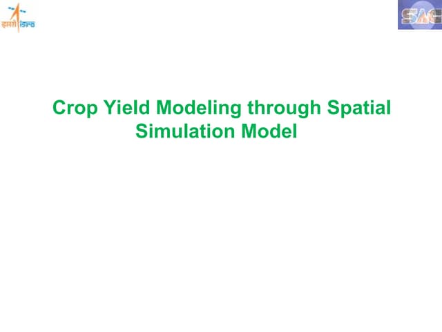 Crop Yield Modeling Using Sar Data And Rs Ppt