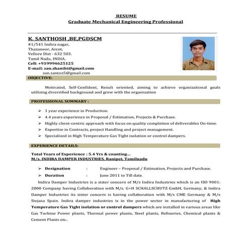Resume Santhosh Kuppuswamy | PDF