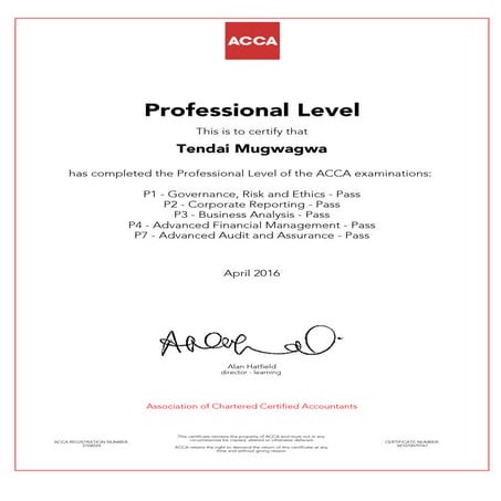 ACCA Certificate | PDF