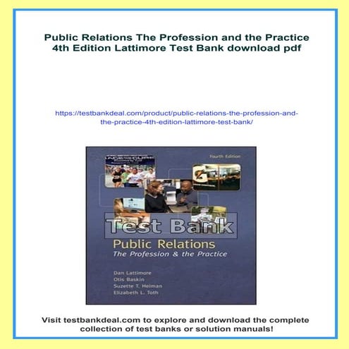 Public Relations The Profession and the Practice 4th Edition Lattimore ...