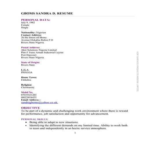 GBOMS SANDRA RECENT CV | DOC