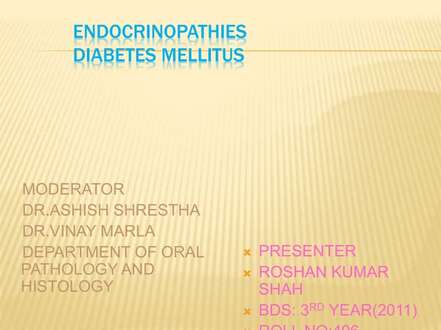 Diabetes and oral health | PPTX