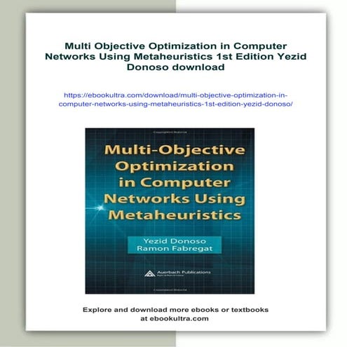 Multi Objective Optimization in Computer Networks Using Metaheuristics 1st Edition Yezid Donoso ...