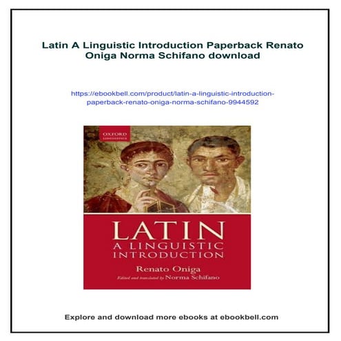 Latin A Linguistic Introduction Paperback Renato Oniga Norma Schifano | PDF